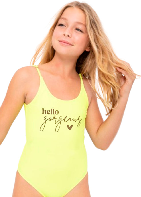 Neon Yellow Bathing Costume for Girls – Stella Cove