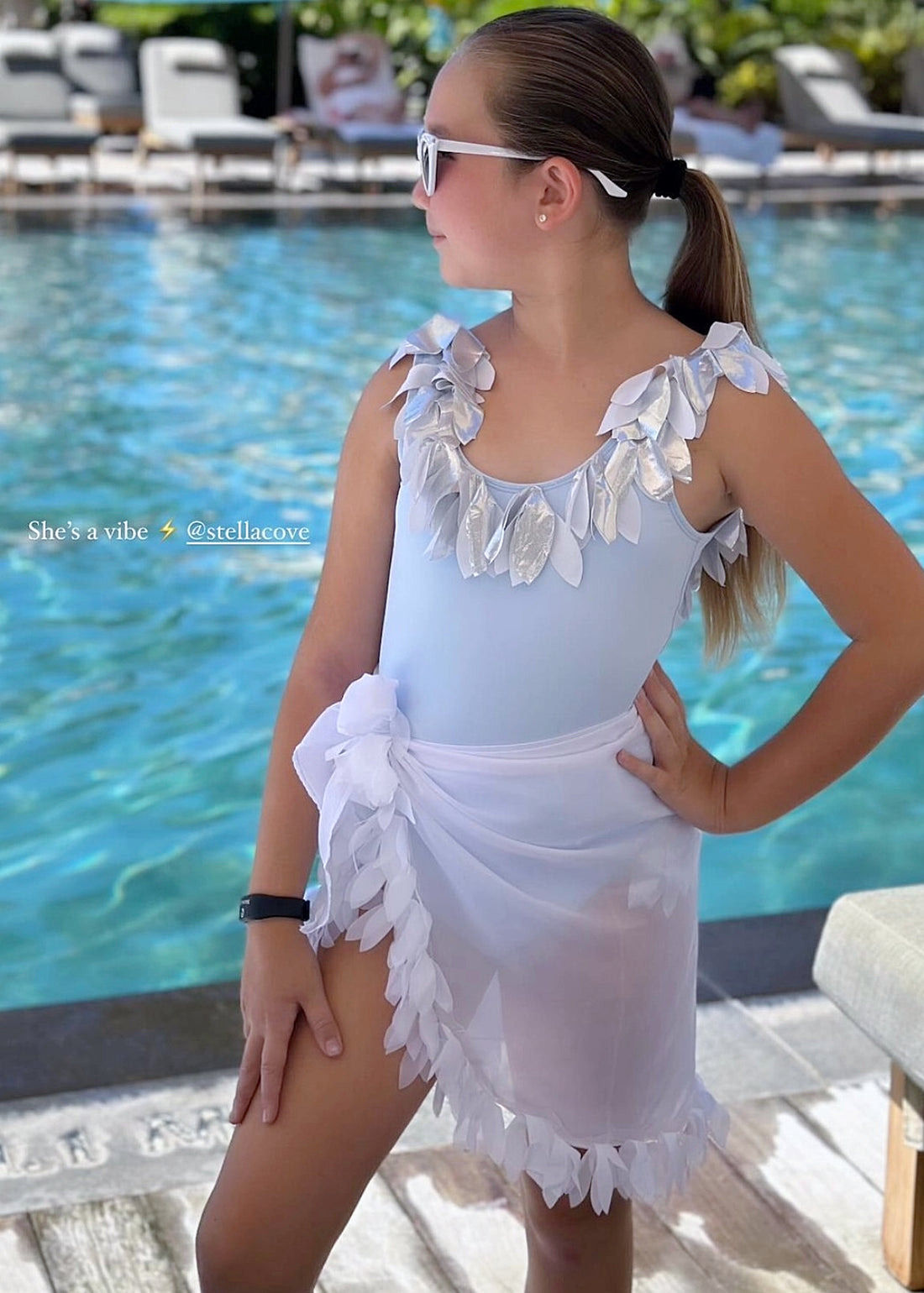 White Pareo for Girls with Cute Tulle Trim – Stella Cove