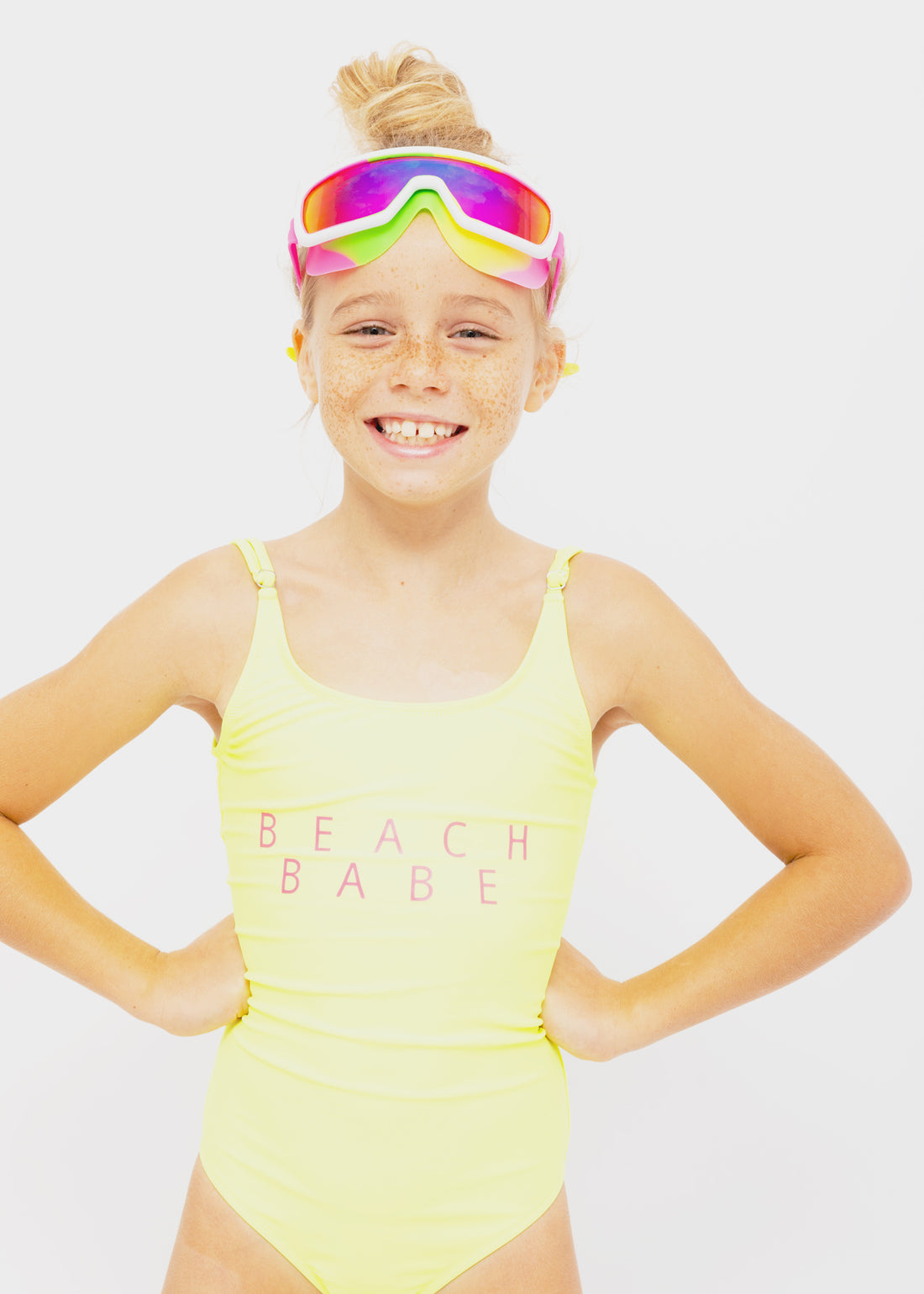 Neon Yellow Cute Bathing Suit for Girls – Stella Cove