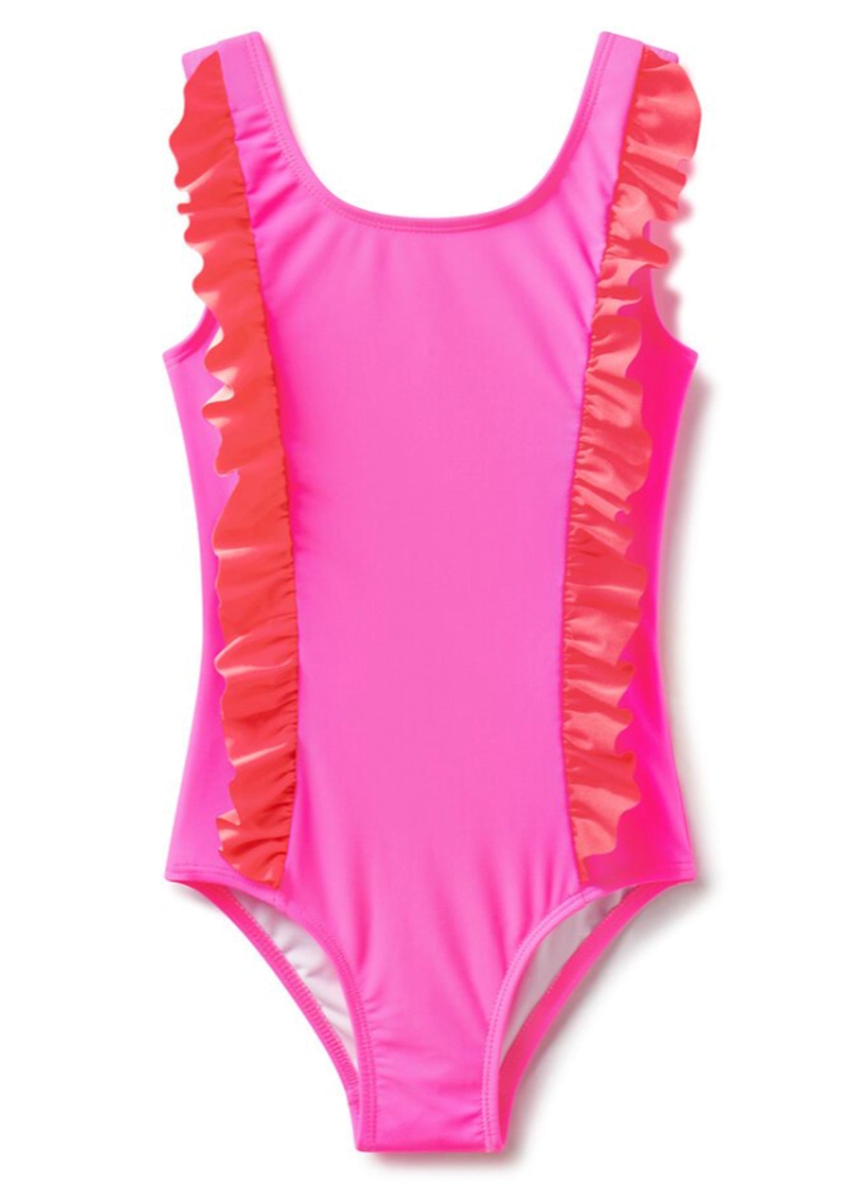 Neon Pink & Red Ruffle Swimsuit – Stella Cove